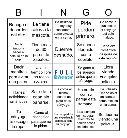 FULL HOUSE Bingo Card