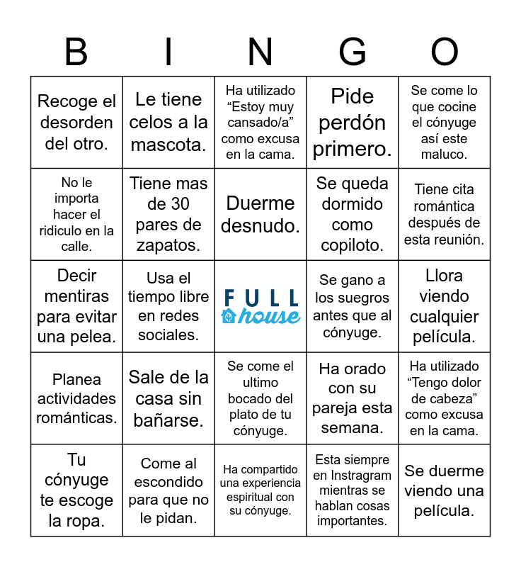 FULL HOUSE Bingo Card