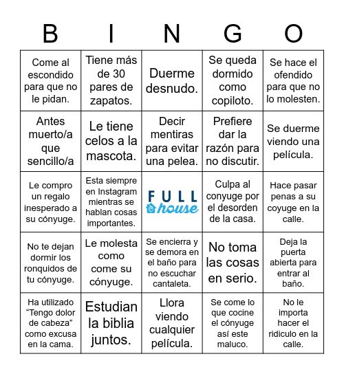FULL HOUSE Bingo Card