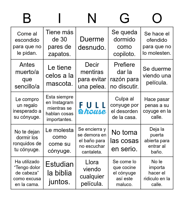 FULL HOUSE Bingo Card