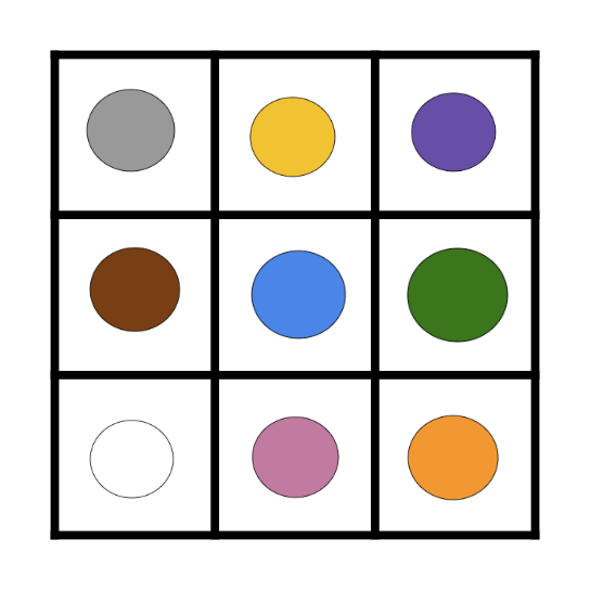 Los colores Bingo Card