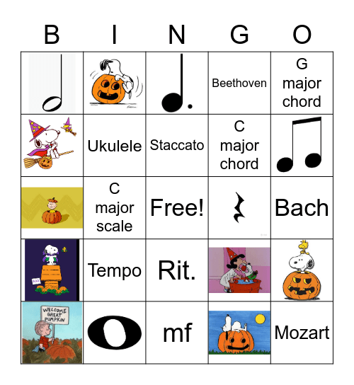 Snoopy's Halloween Bingo Card