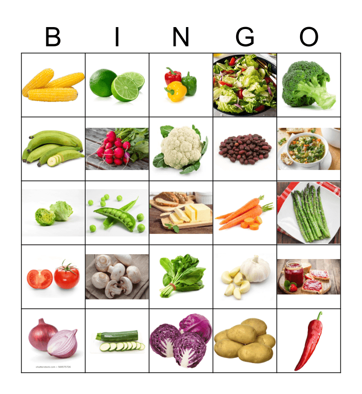 Vegetables Bingo Card