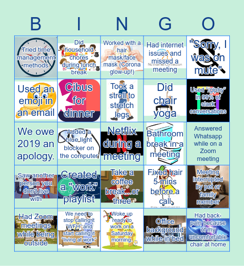 Remote Work Bingo Card