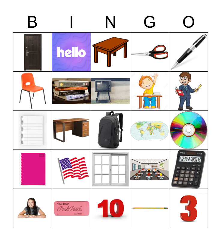 Classroom Objects Bingo Card