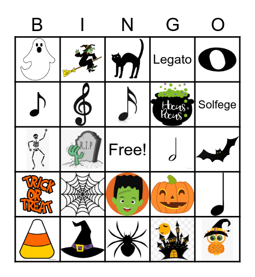 Spooky Music Bingo Card