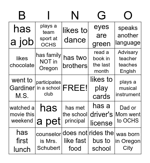 Find a person who / whose Bingo Card