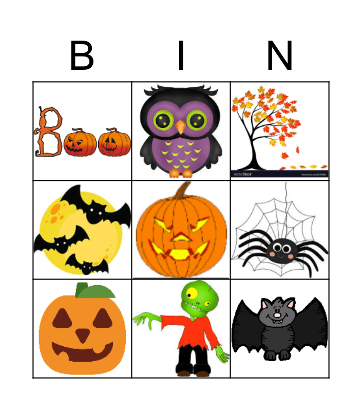 Halloween 3x3 Bingo Card