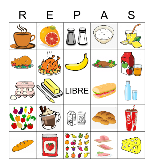 Les repas Bingo Card