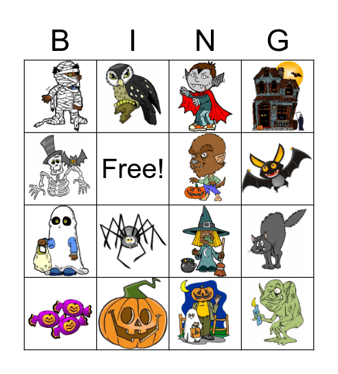 Halloween Vocabulary Bingo Card
