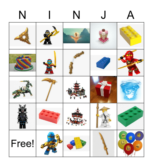 Ninjago Bingo Card
