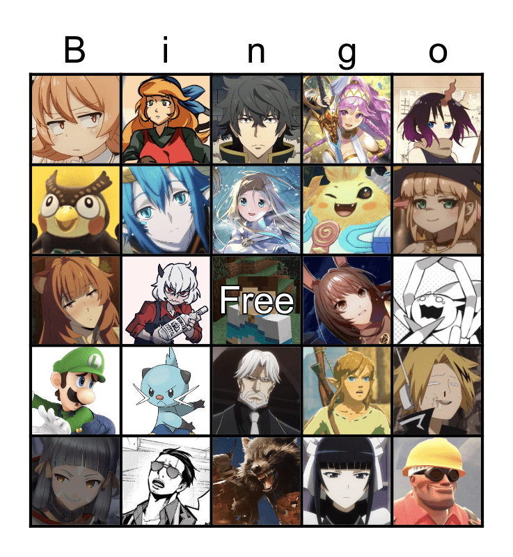 Favorite Character Bingo Card