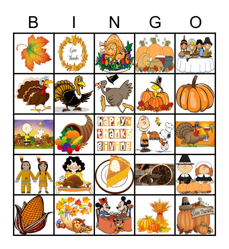 THANKSGIVING Bingo Card