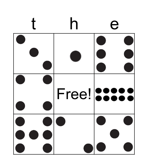 Subitizing Bingo Card