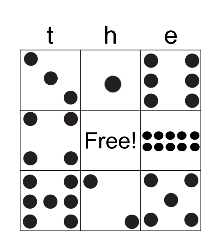 Subitizing Bingo Card