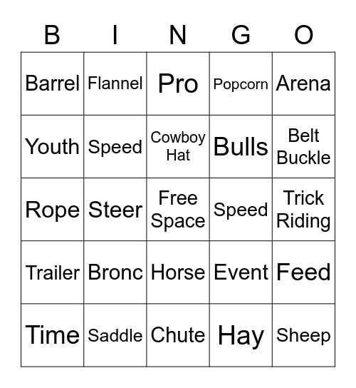RODEO! Bingo Card