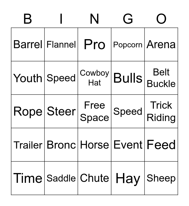 RODEO! Bingo Card