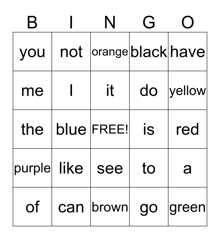 Word Wall Bingo 12/2/14 Bingo Card