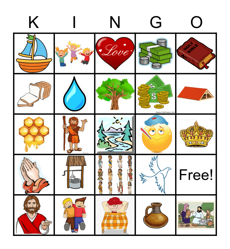 King's Kids Bingo Card