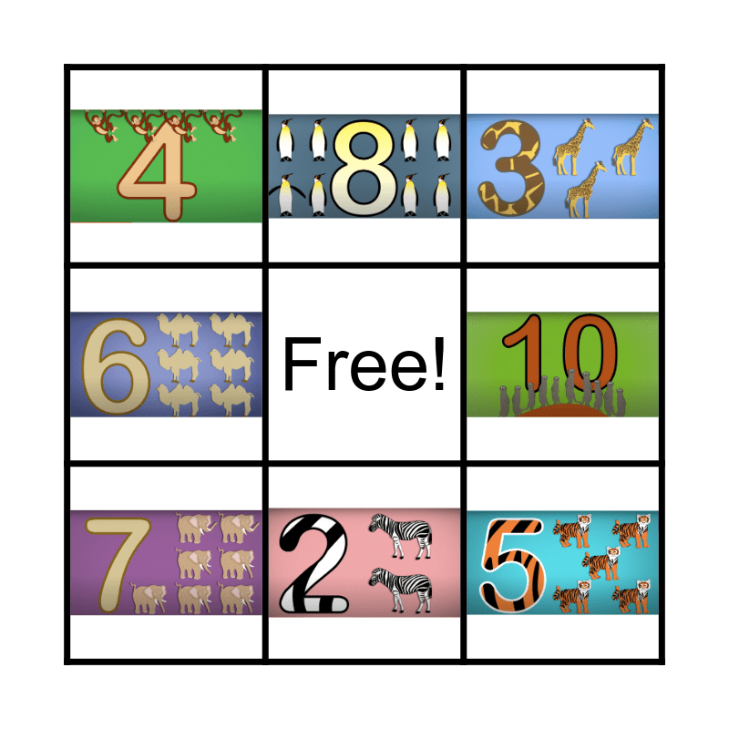 Animal Counting Bingo Card