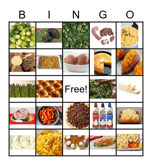 Thanksgiving foods Bingo Card