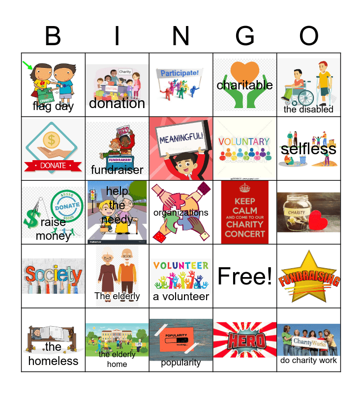 Charity Bingo Card