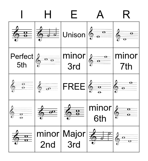 Music Intervals Bingo Card