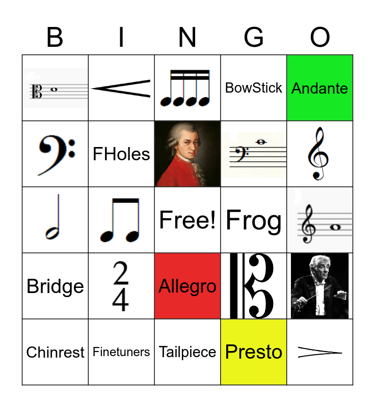 Orchestra Bingo! Bingo Card