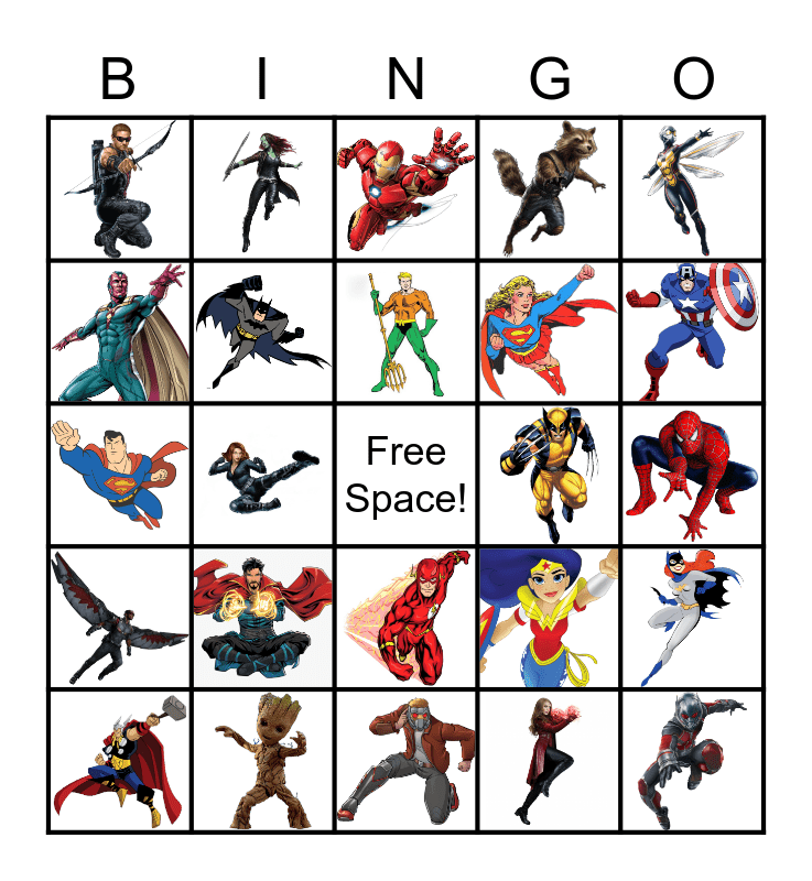 Superhero Bingo Card