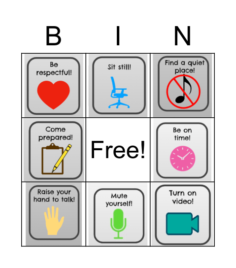 Zoom Etiquette Bingo Card