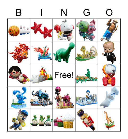 Macy's Thanksgiving Day Parade Bingo Card