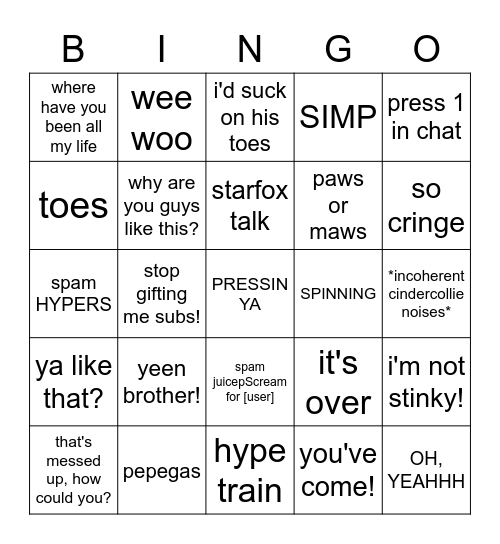 juiceps BINGO Card