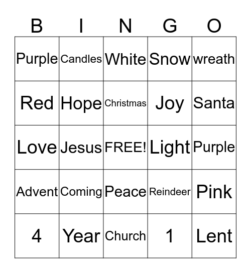 Advent Bingo Card