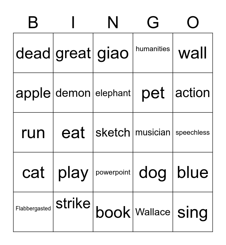 S1_1C 文字賓果 Word Bingo Card