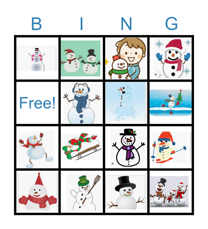 Snowmen Bingo Card