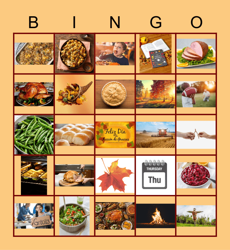 Día de Acción de Gracias Bingo Card