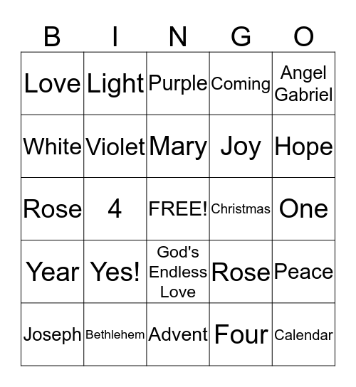 Advent Bingo Card