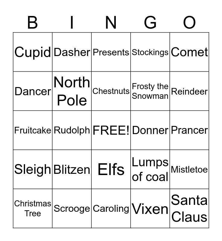 Happy Holidays! Bingo Card