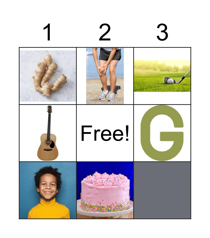 Lettre G Bingo Card