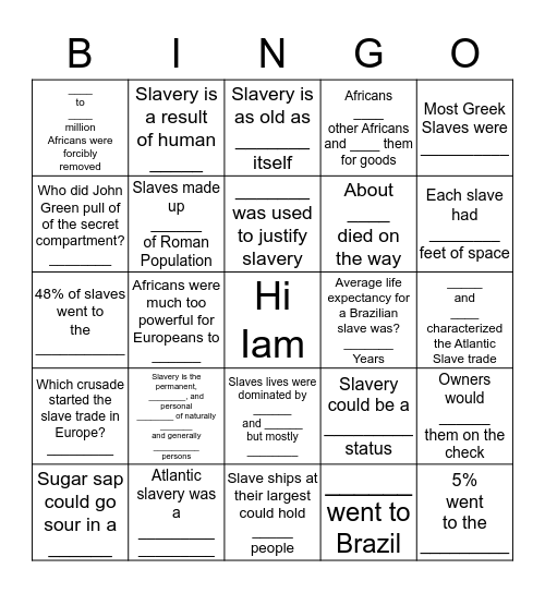 Crash Course Bingo Card