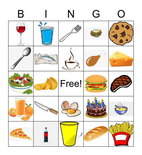 Foods in English Bingo Card