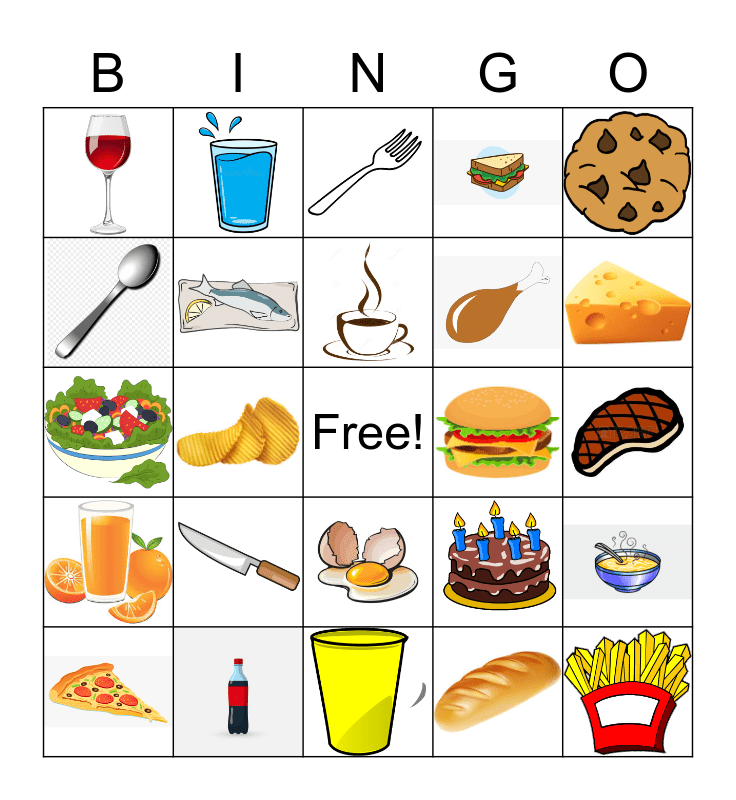 Foods in English Bingo Card