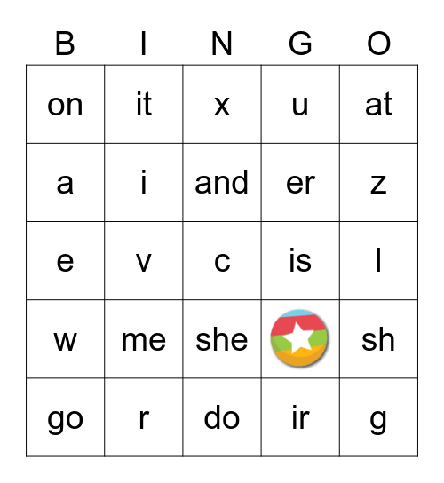 Spalding/Spelling Words Bingo Card