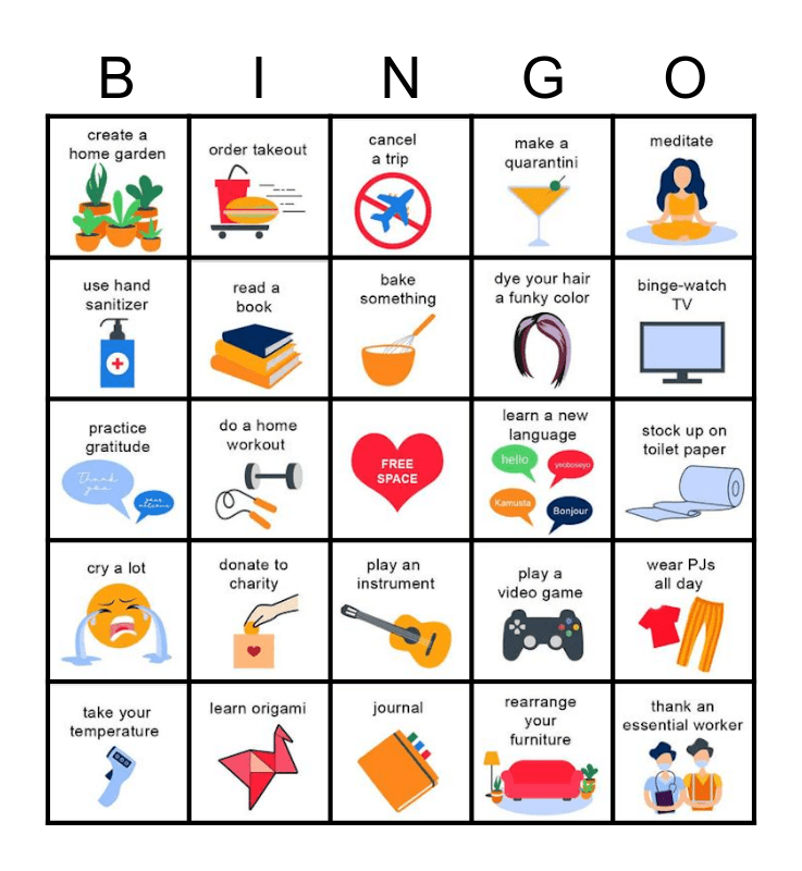 Quarantine Bingo Card