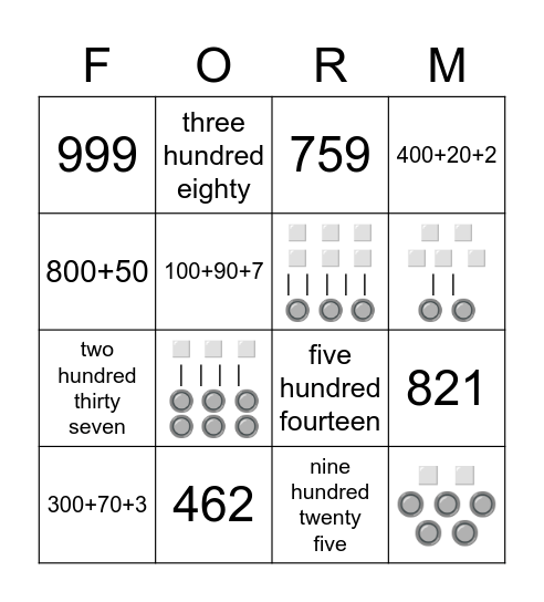 Number Forms Bingo Card