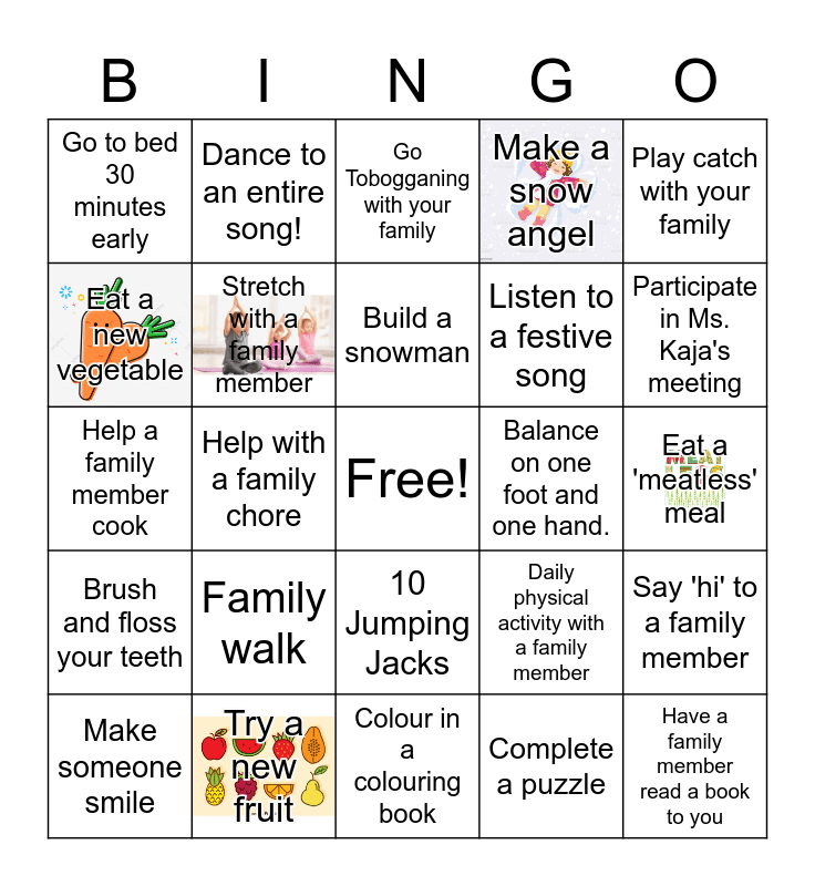 J R Wilcox Bingo - Week 1 and 2 Bingo Card