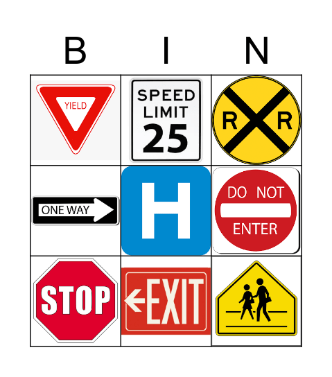 Traffic Signs Bingo Card