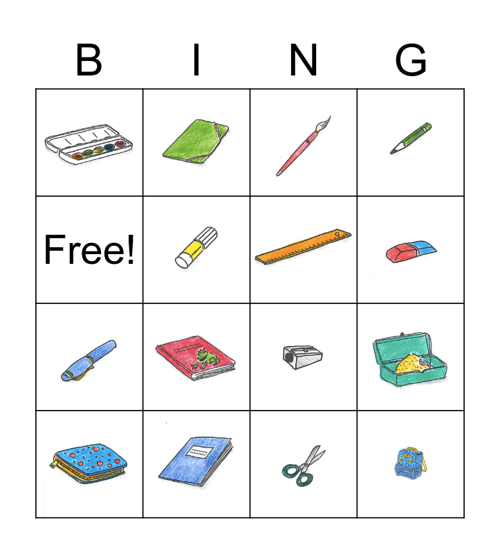 school things Bingo Card