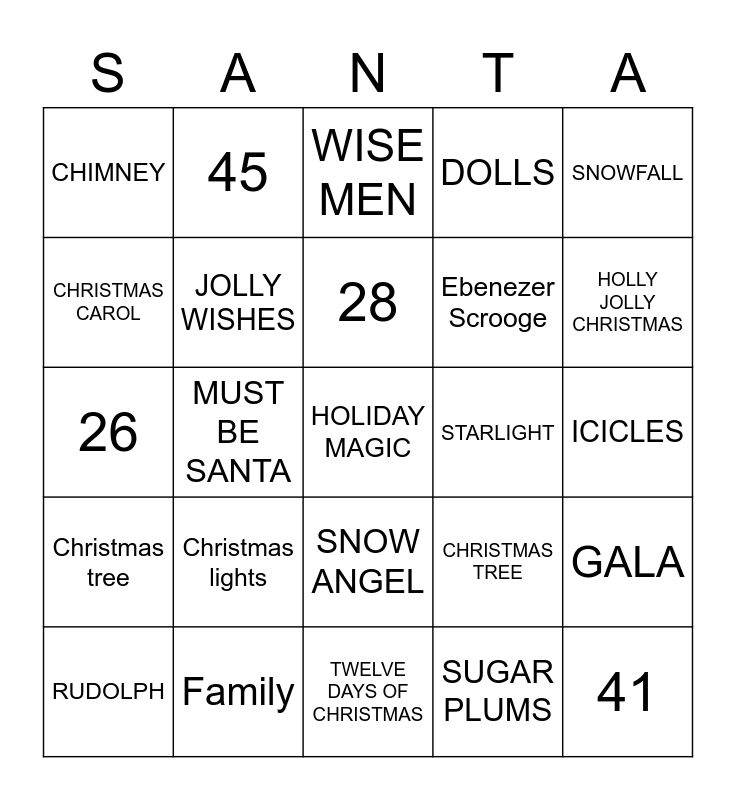 MERRY CHRISTMAS Bingo Card