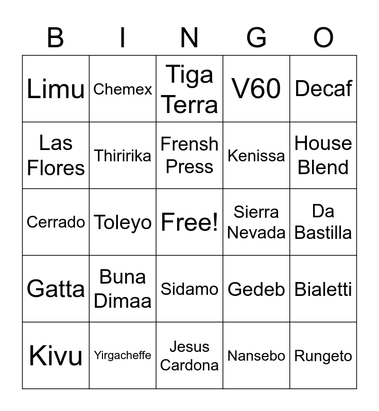 Remote Team Event Bingo Card